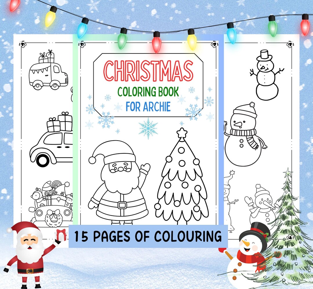 15 Printable Pages of Kids Christmas Colouring Pages,personalised ...