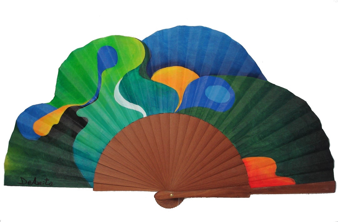 Spain Fan/hand Painted Fan/flamenco Fan/hand Fan/wood Fan/folding Fan ...