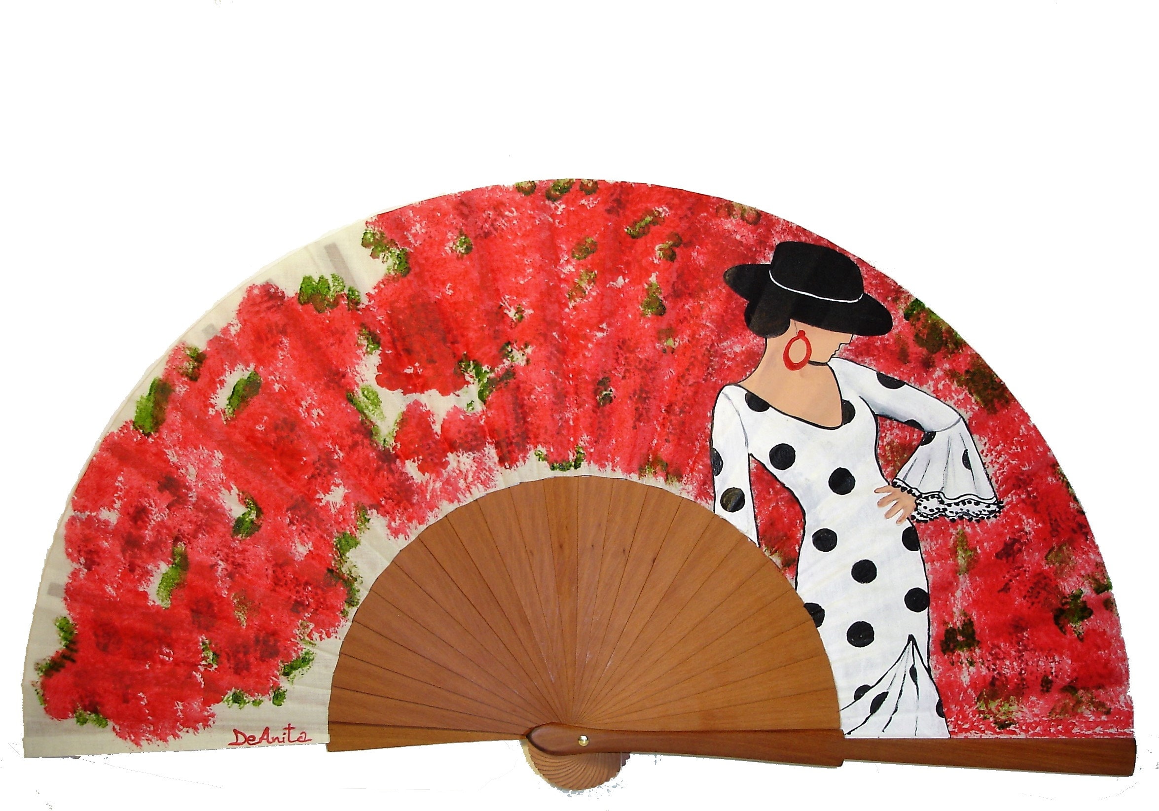 Flamenco Fan/spain Fan/hand Painted Fan/hand Fan/andalusia Fan/wood Fan ...