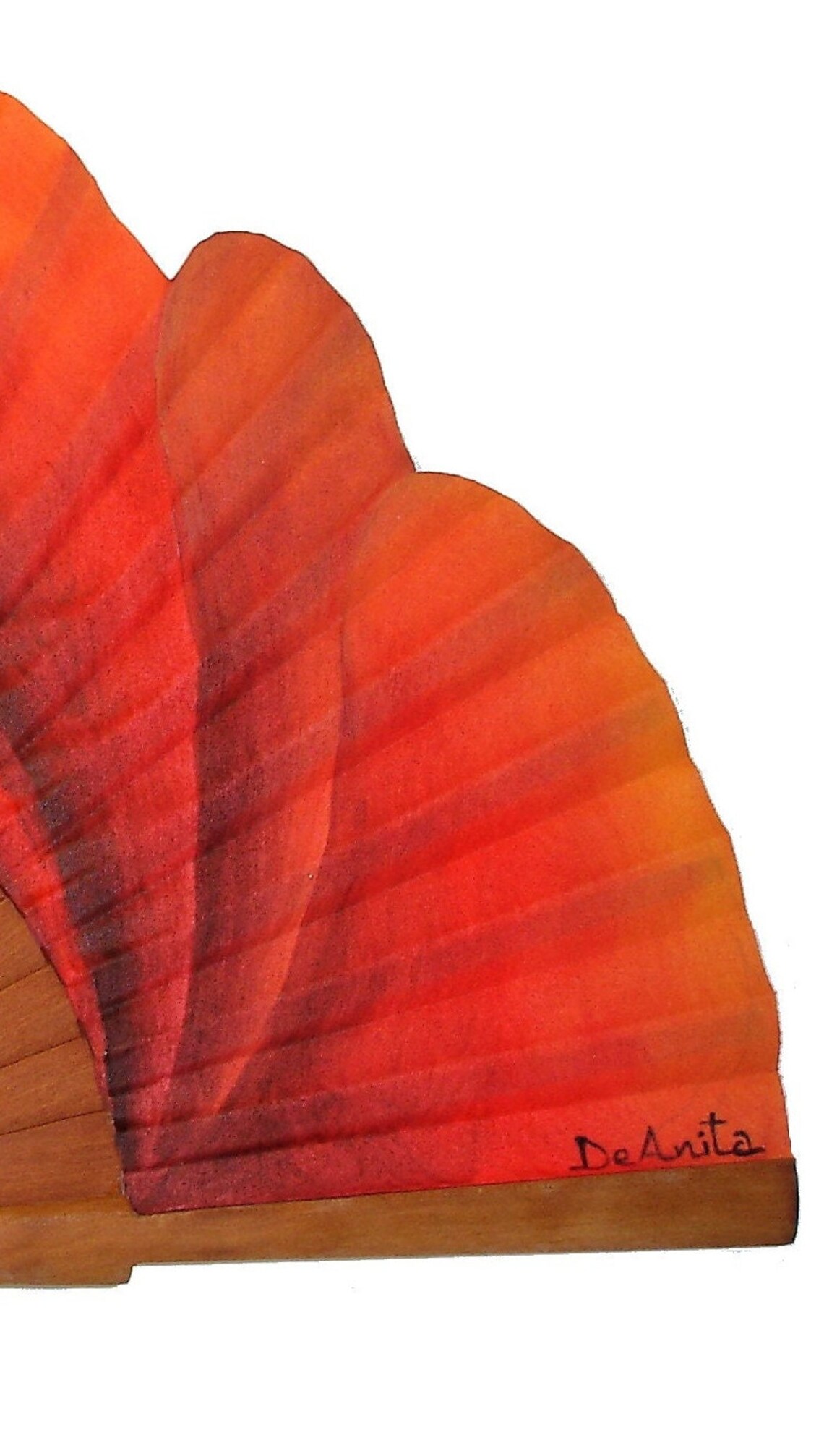 Spanish Hand Fan "fire Petals", Hand Painted Floral Wood Fan, Red ...