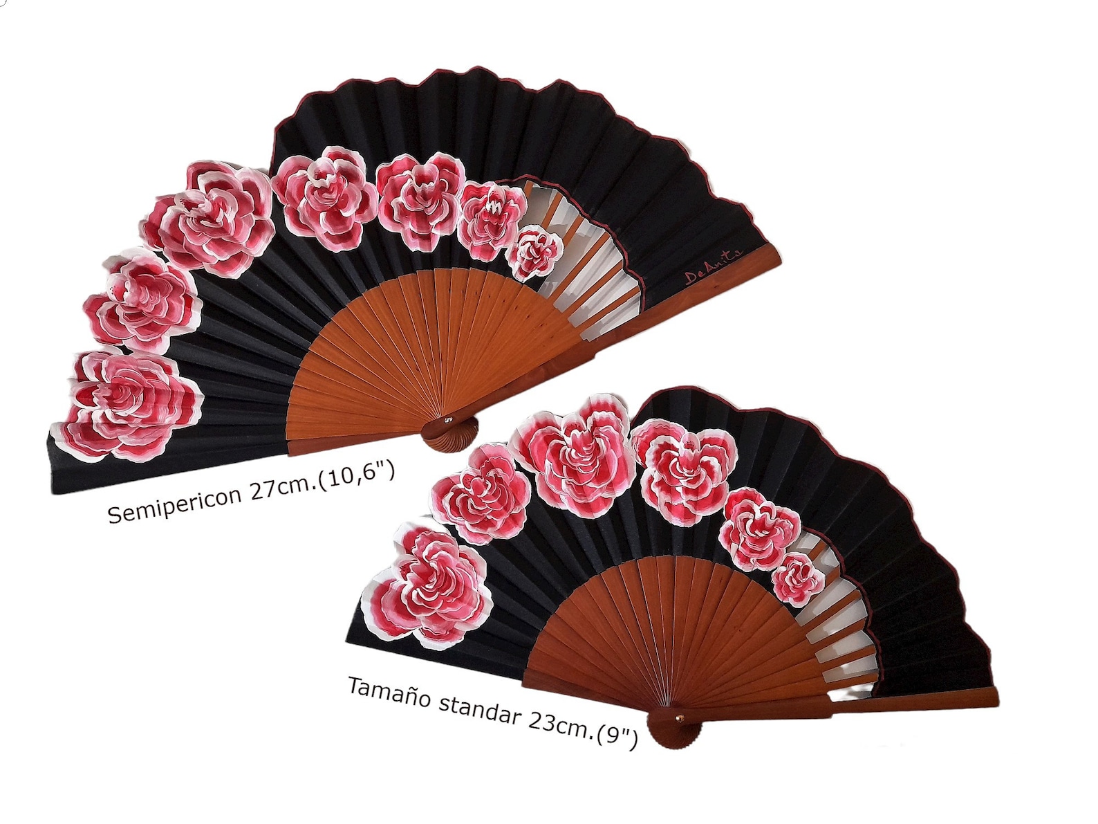 Spanish Hand Fan "fire Petals", Hand Painted Floral Wood Fan, Red ...