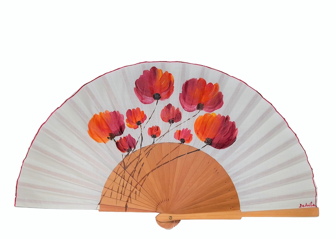 Flower Fan/hand Fan/spain Fan/hand Painted Fan/flamenco Fan/wedding Fan ...