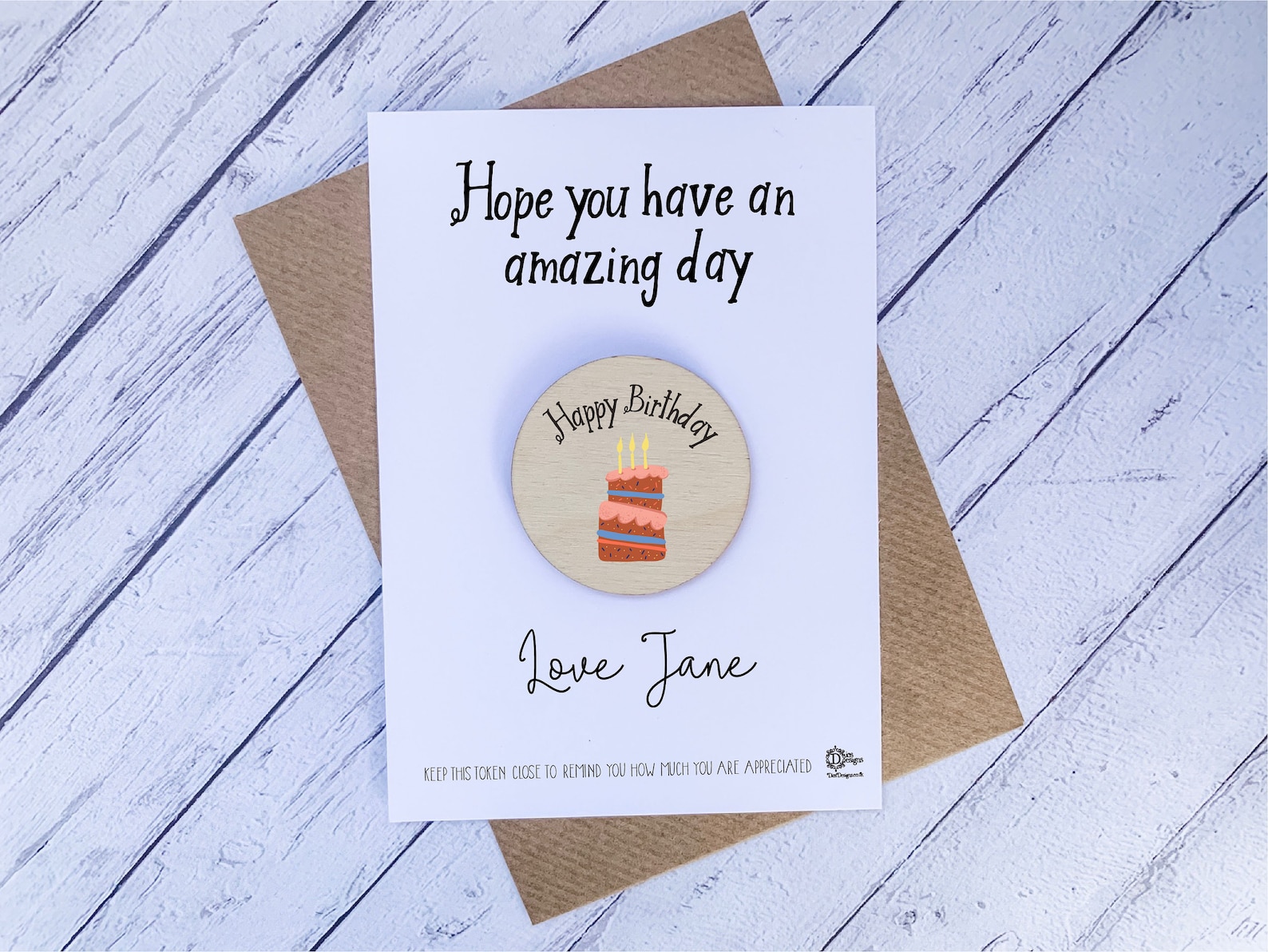 Wooden Token / Pocket Hug Happy Birthday token / Birthday | Etsy
