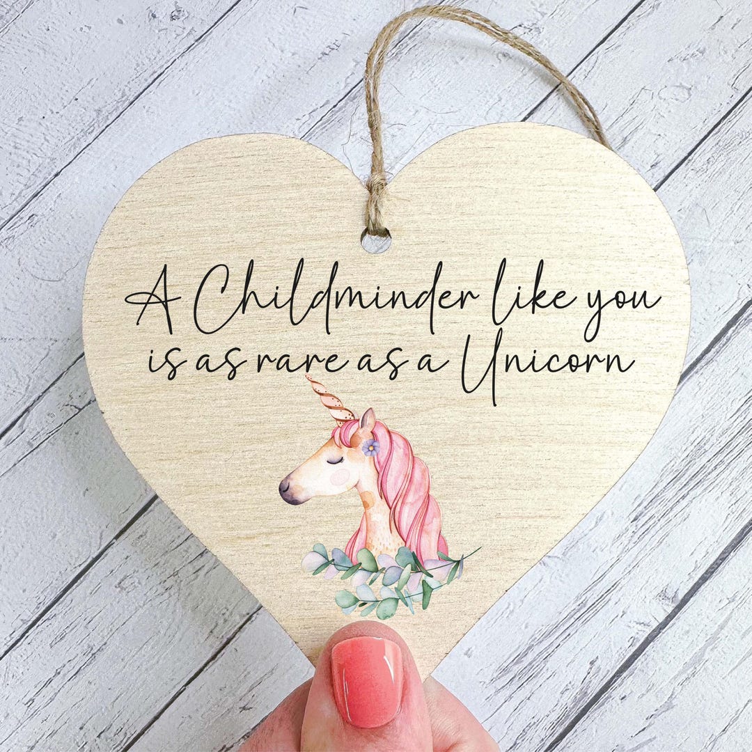 Childminder Rare as A Unicorn Wooden Heart, Childminder Goodbye Gift ...
