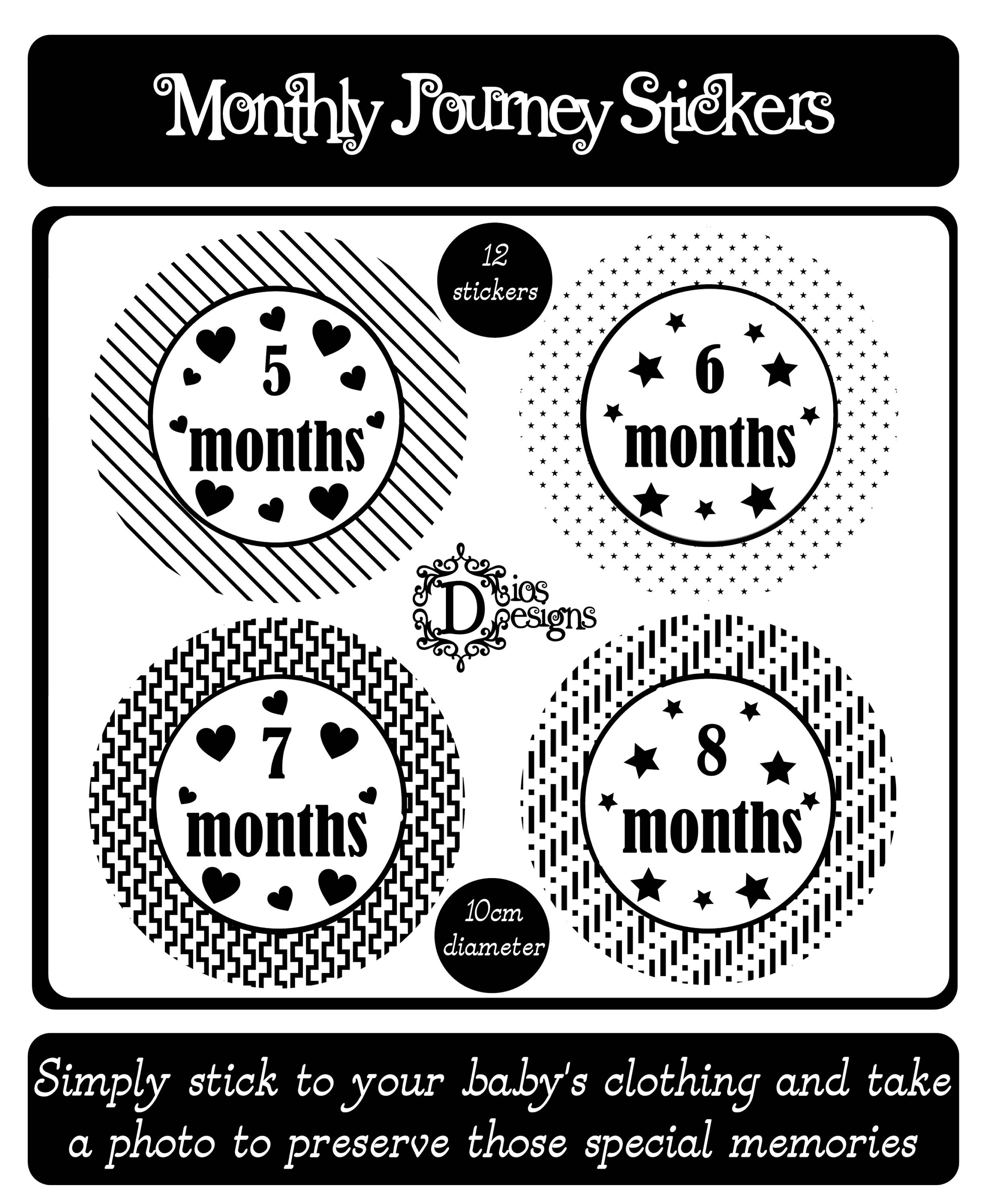 Baby Journey Stickers / Monthly Milestone Stickers / - Etsy