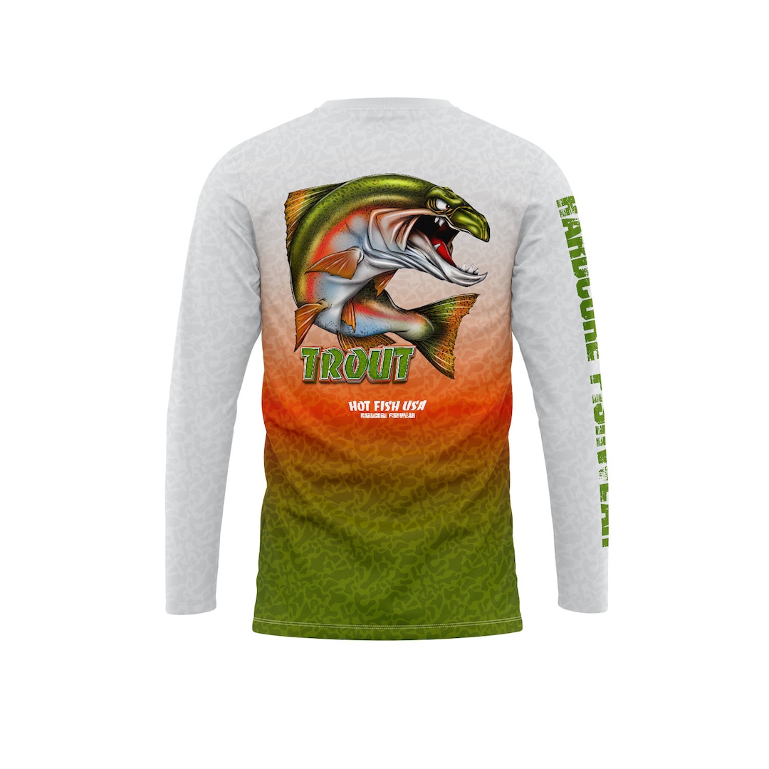 Long Sleeve Fishing Shirt: Hotfish, Trout, Dry Wick, UPF 50, Made in ...