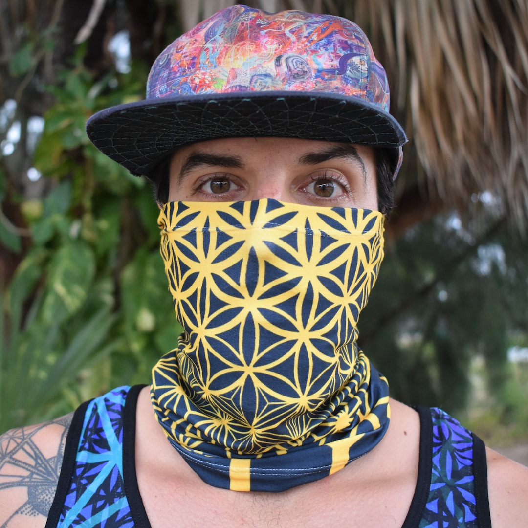 Golden Morphing Fractals Face Mask: Festival Mask Neck - Etsy