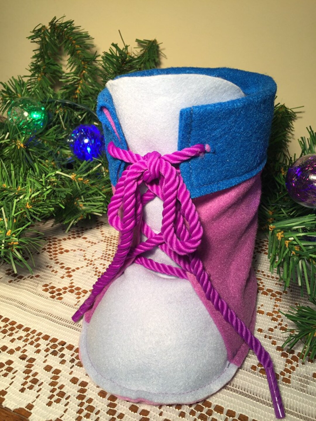 Santa Boot, Santa Claus Boot, Christmas Stocking, Felt Stocking, Stand ...