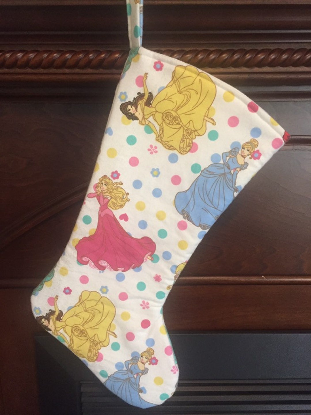 Christmas Stocking, Princess Stocking, Holiday Stocking, Belle, Aurora ...