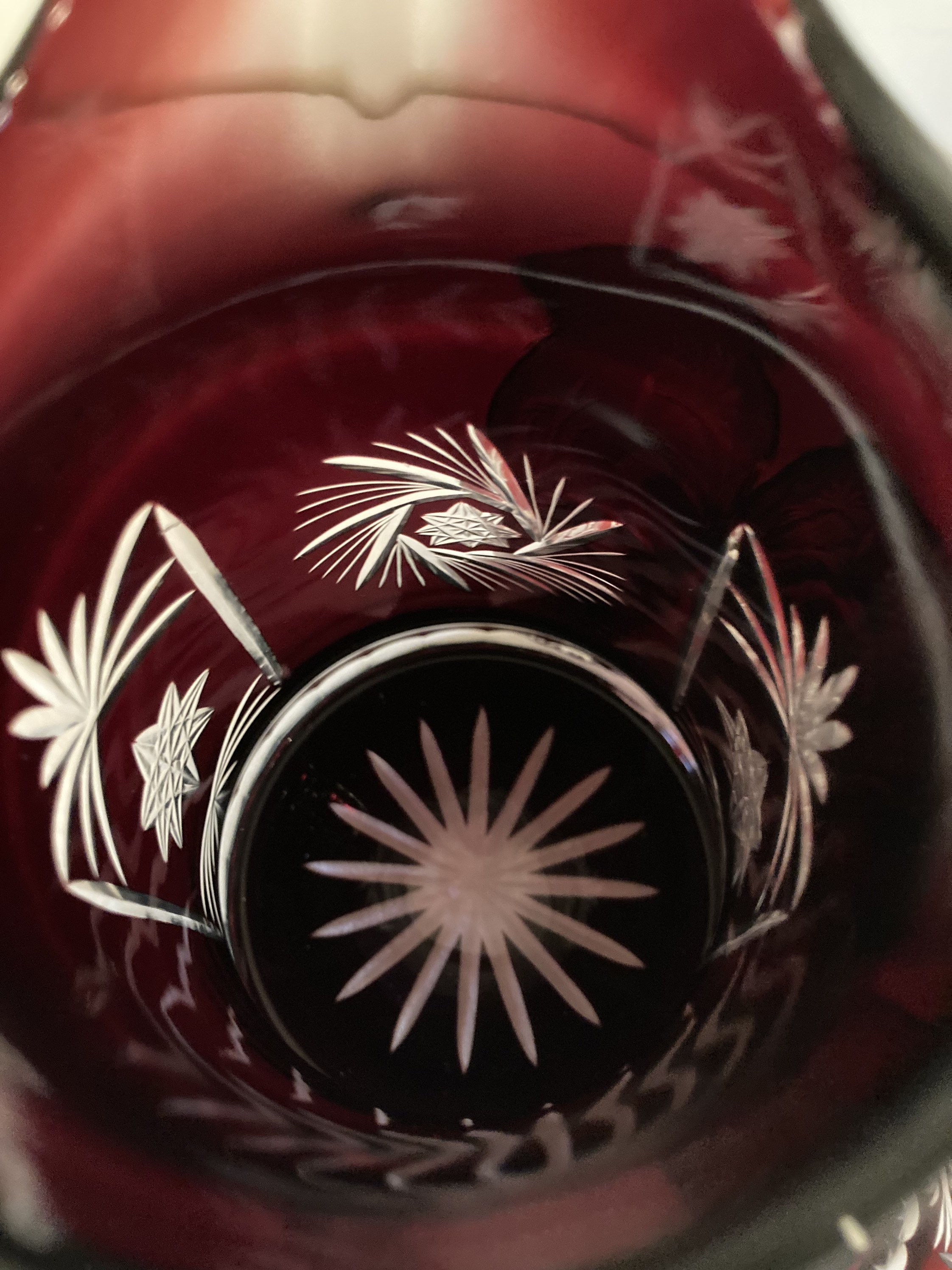 Vintage Czech Bohemian Cut to Clear Ruby Red Crystal Pitcher and ...