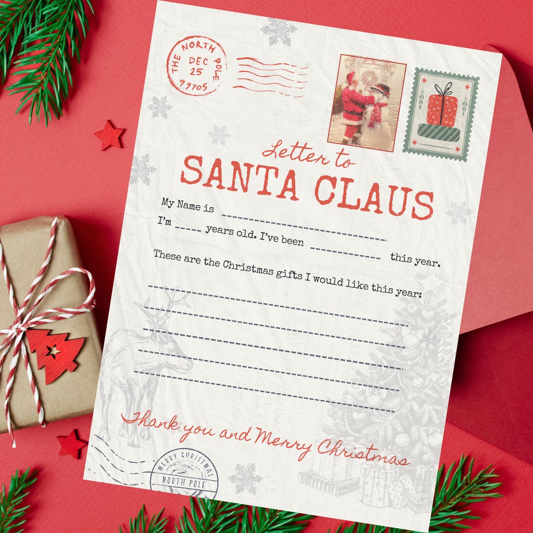 Letter to Santa A4 Digital Downloads PNG Christmas Letter - Etsy