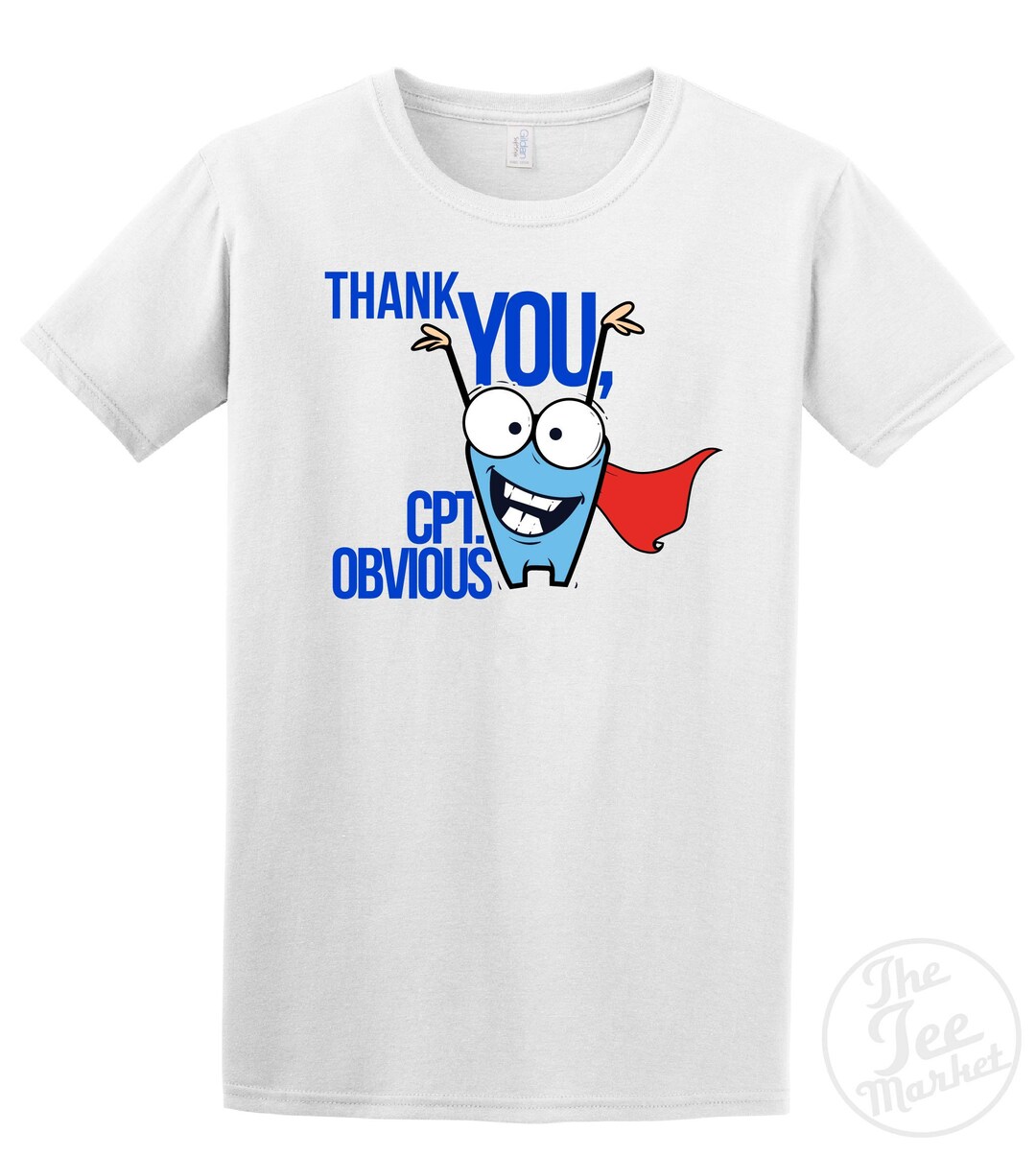 Captain Obvious Cartoon Design Printed on a Cotton Ring Spun T-shirt ...