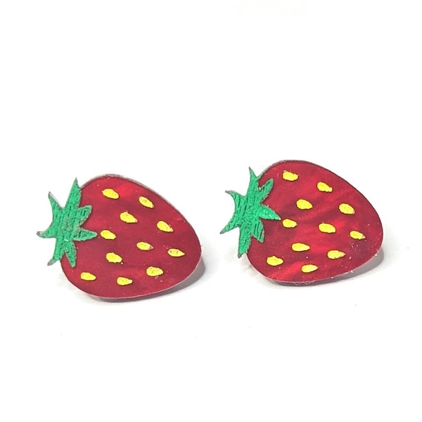 Strawberry Earrings - Etsy