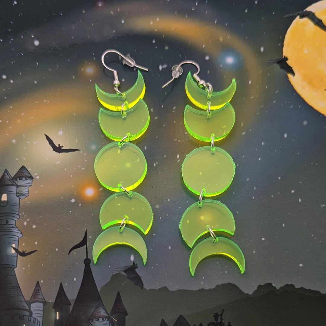 Black Light Reactive Neon Green Moon Phases in Fluorescent Green ...