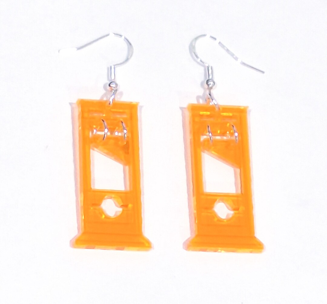 Mini Neon Orange Guillotines Earrings in Fluorescent Acrylic ...
