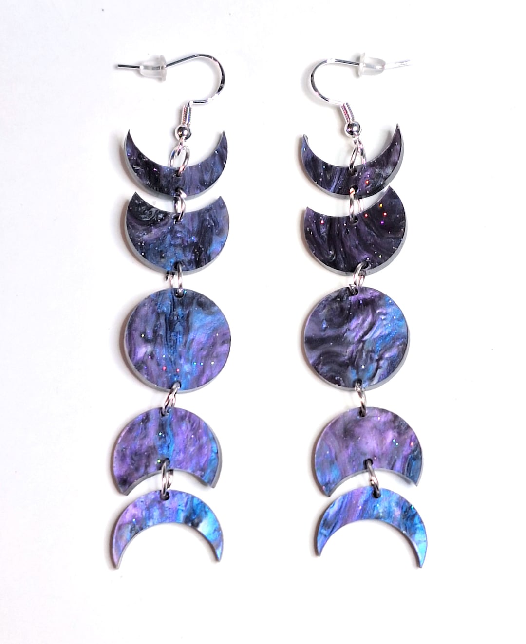 Mystic Purple Moons in Deep Purple With Glitter Swirls Acrylic Moon ...