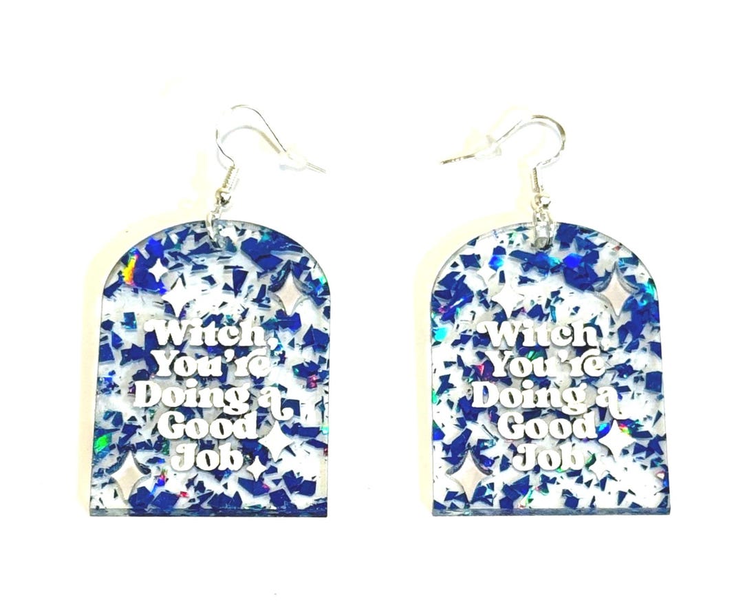 Witch You're Doing a Good Job Glitter Arch Dangle Earrings, Witchy ...