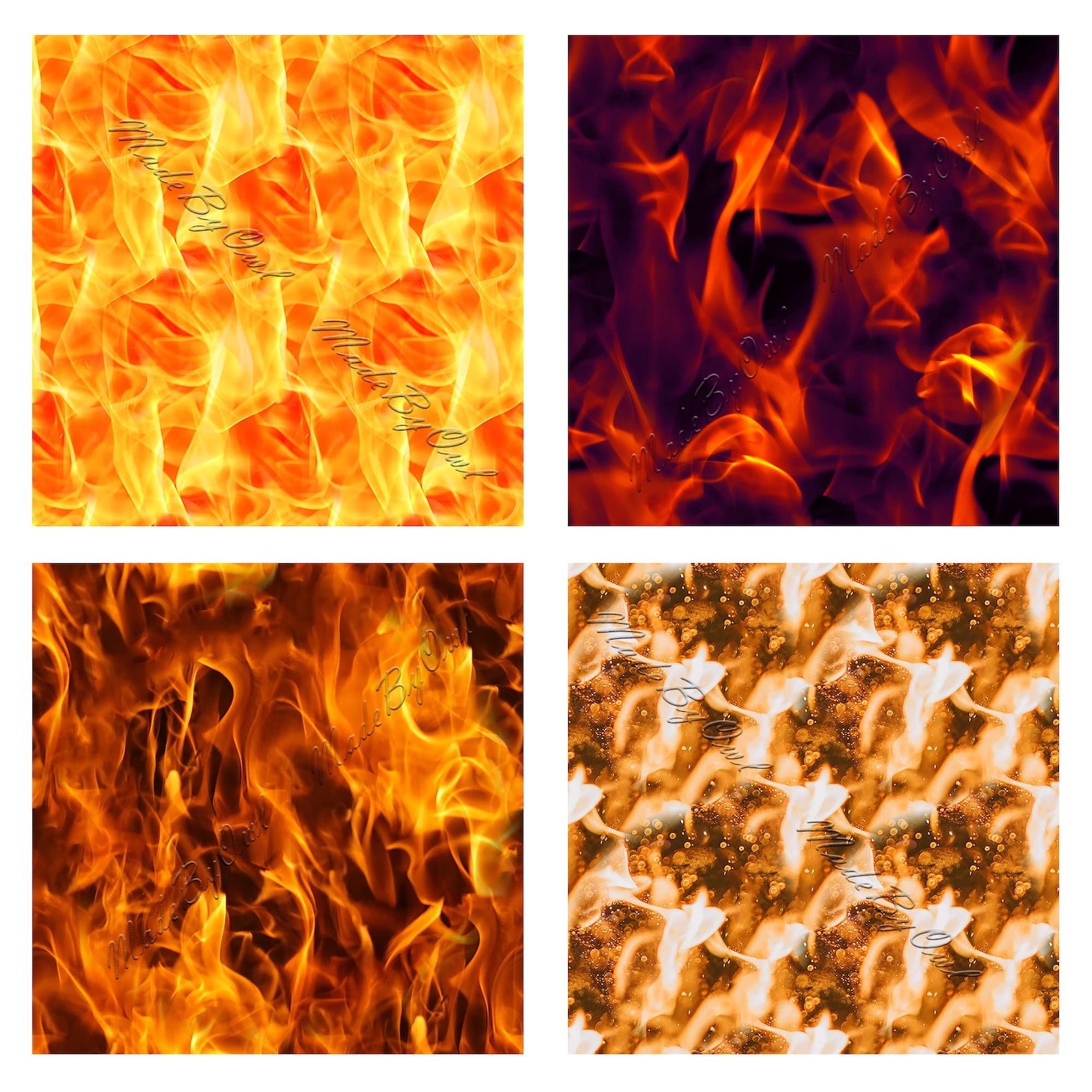 Fire Digital Paper Scrapbook, Fire Photo Background Flame, Seamless ...