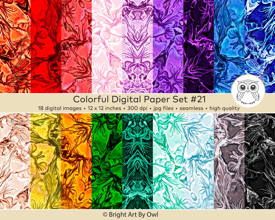 Colorful Digital Papers, Abstract Seamless Pattern, Downloadable Art ...