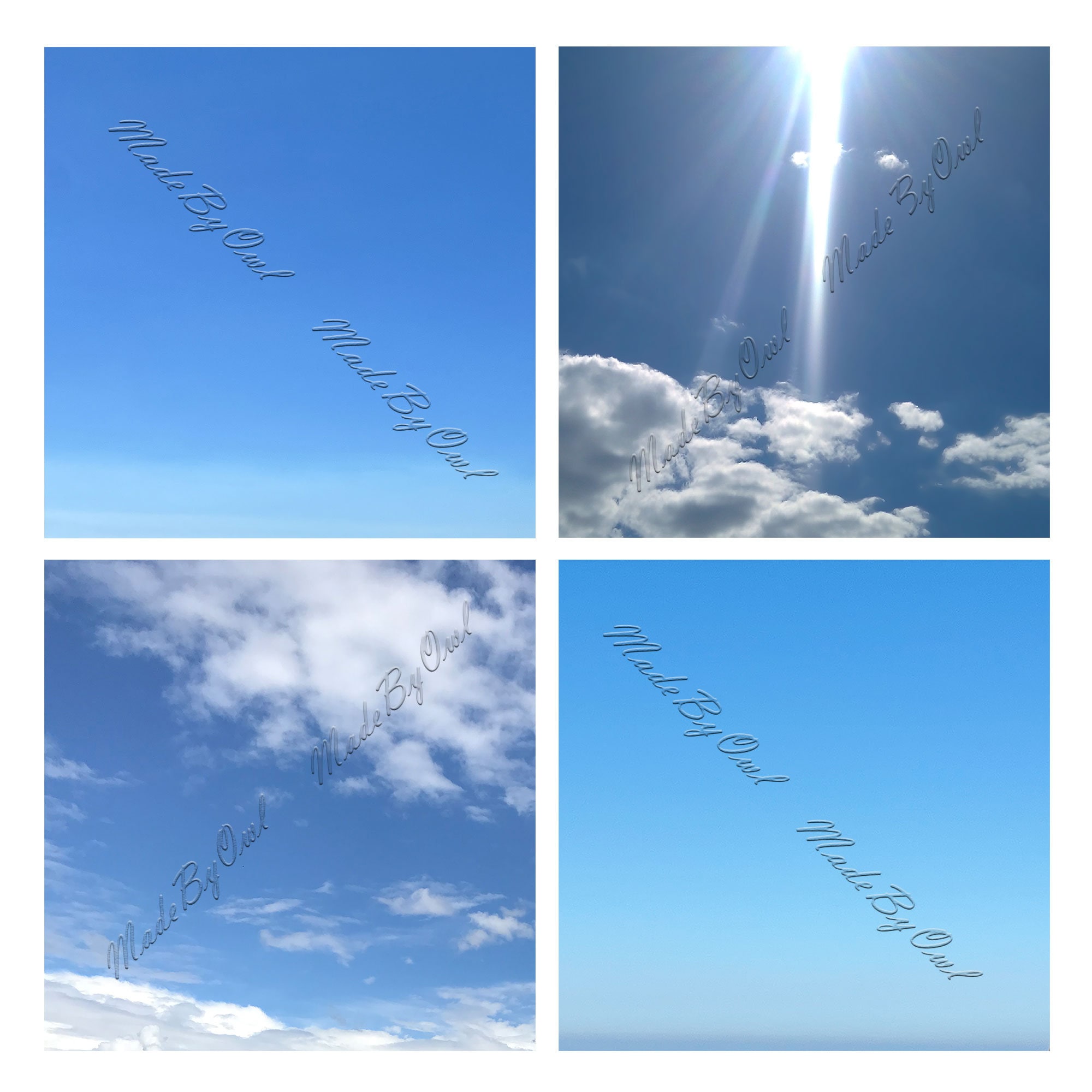 Blue Sky and Clouds Digital Papers, Sky Blue Photos, Digital ...