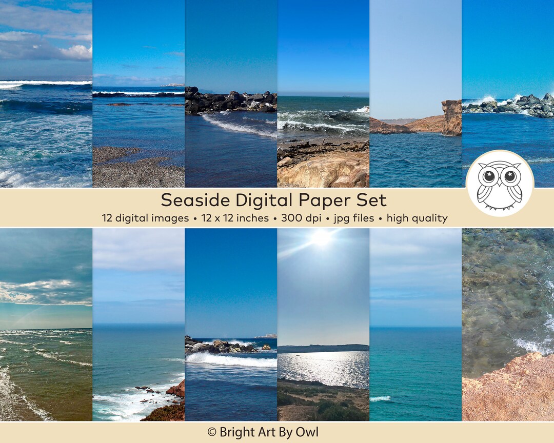 Ocean Digital Paper Blue Sea Background Printable Water Texture Art ...