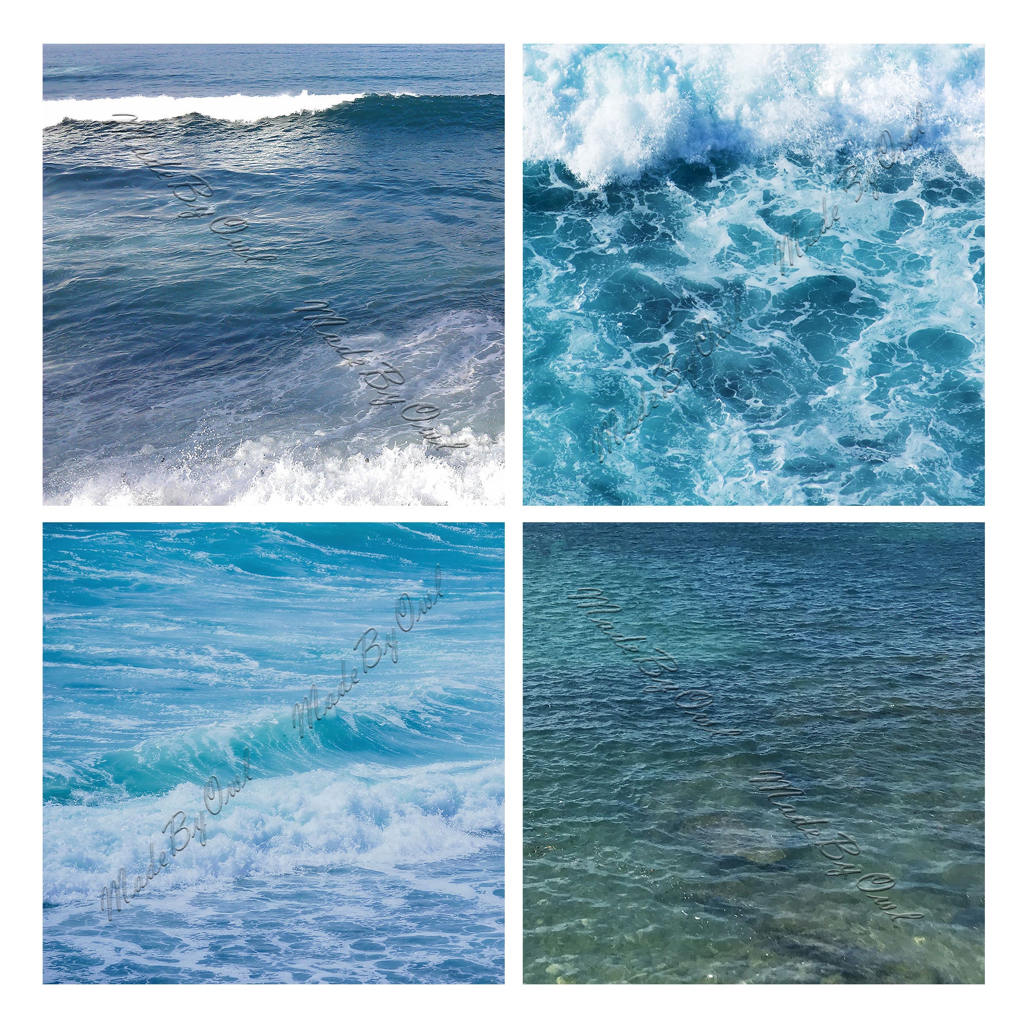 Ocean Digital Paper Blue Sea Background Printable Water Texture Overlay ...