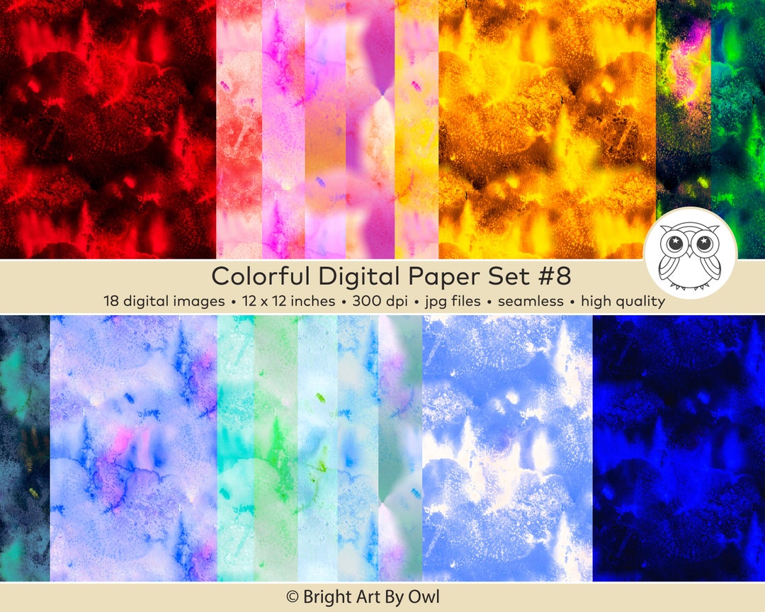 Neon Glow Digital Paper, Seamless Pattern, Colorful Backgrounds ...