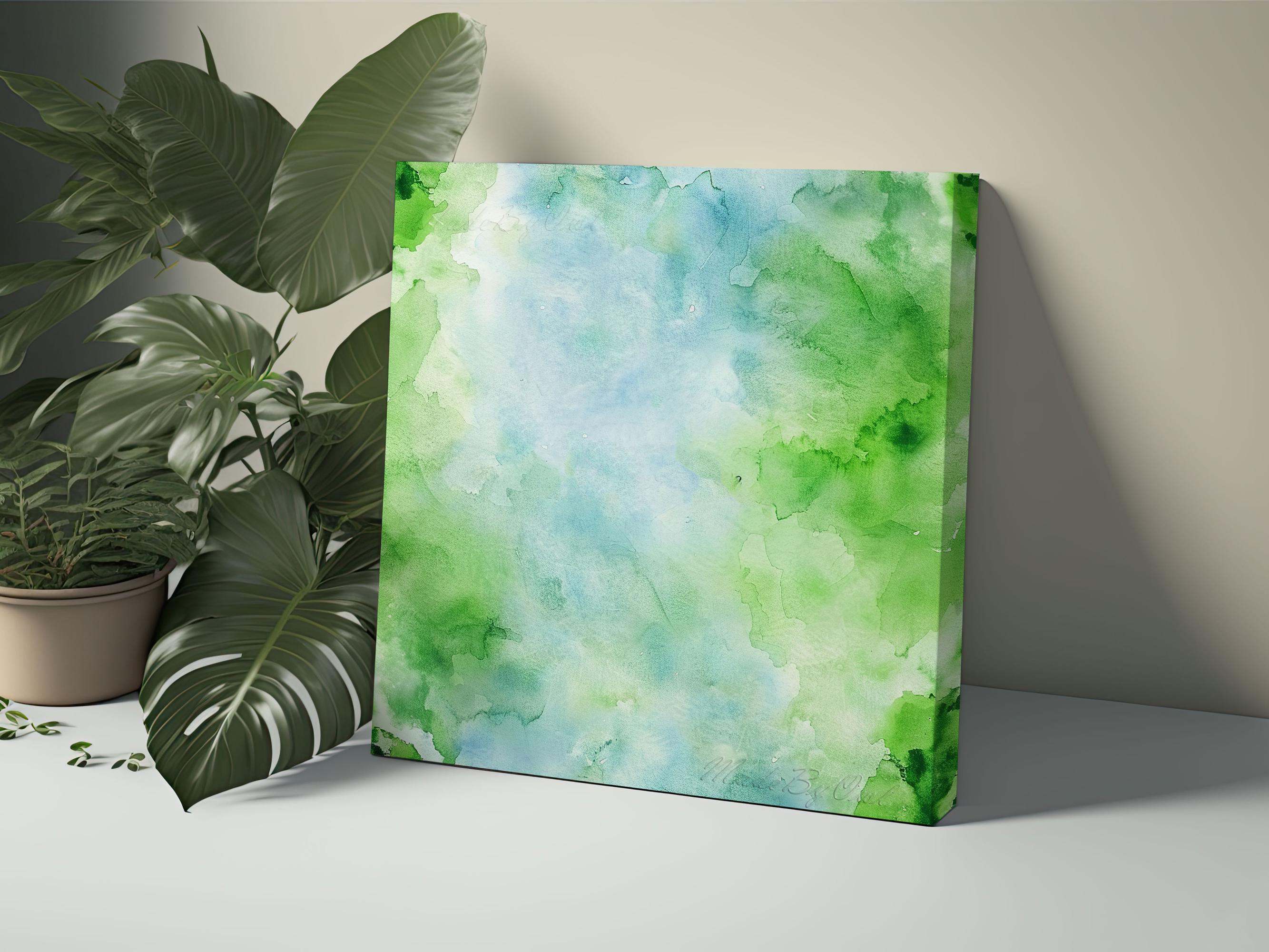 Abstract Blue Green Landscape Watercolor Background, Seamless ...