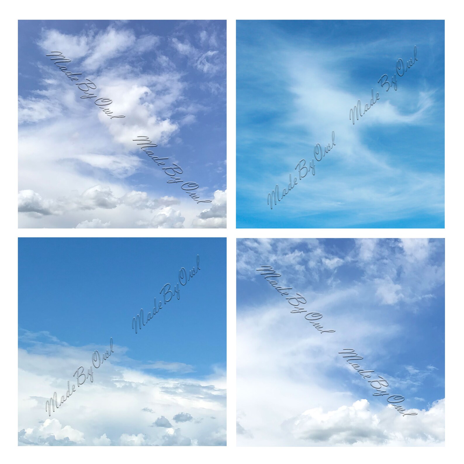 Blue Sky and Clouds Digital Papers, Sky Blue Photos, Digital ...