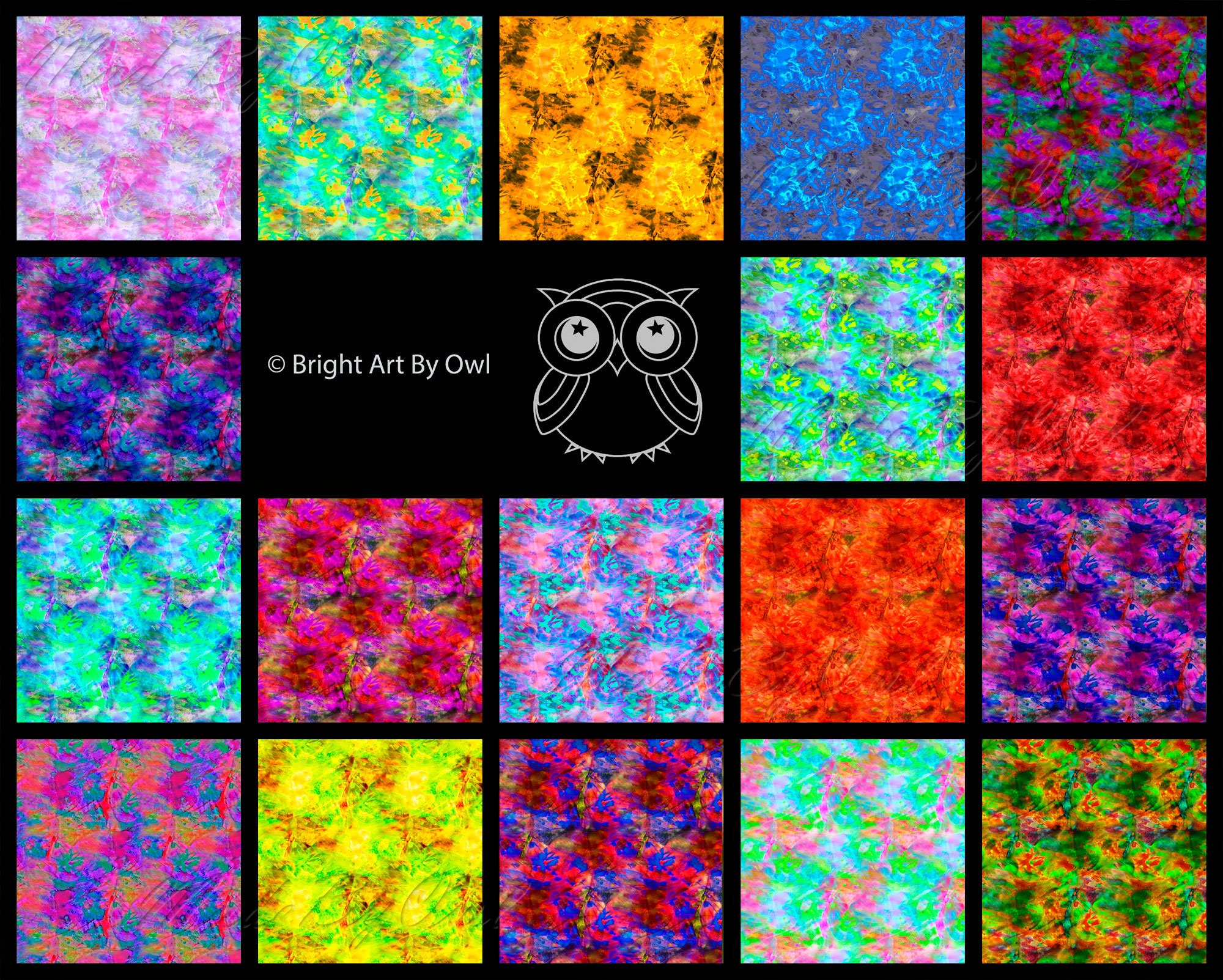Neon Digital Paper, Bright Digital Paper, Rainbow Background, Tie Dye ...