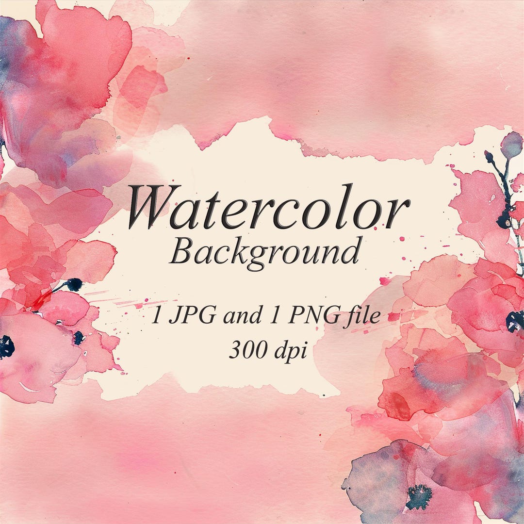 Blush Pink Watercolor Background, Pink Floral Watercolor Frame PNG, JPG ...