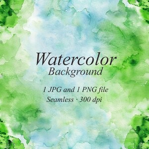 Abstract Blue Green Landscape Watercolor Background, Seamless ...