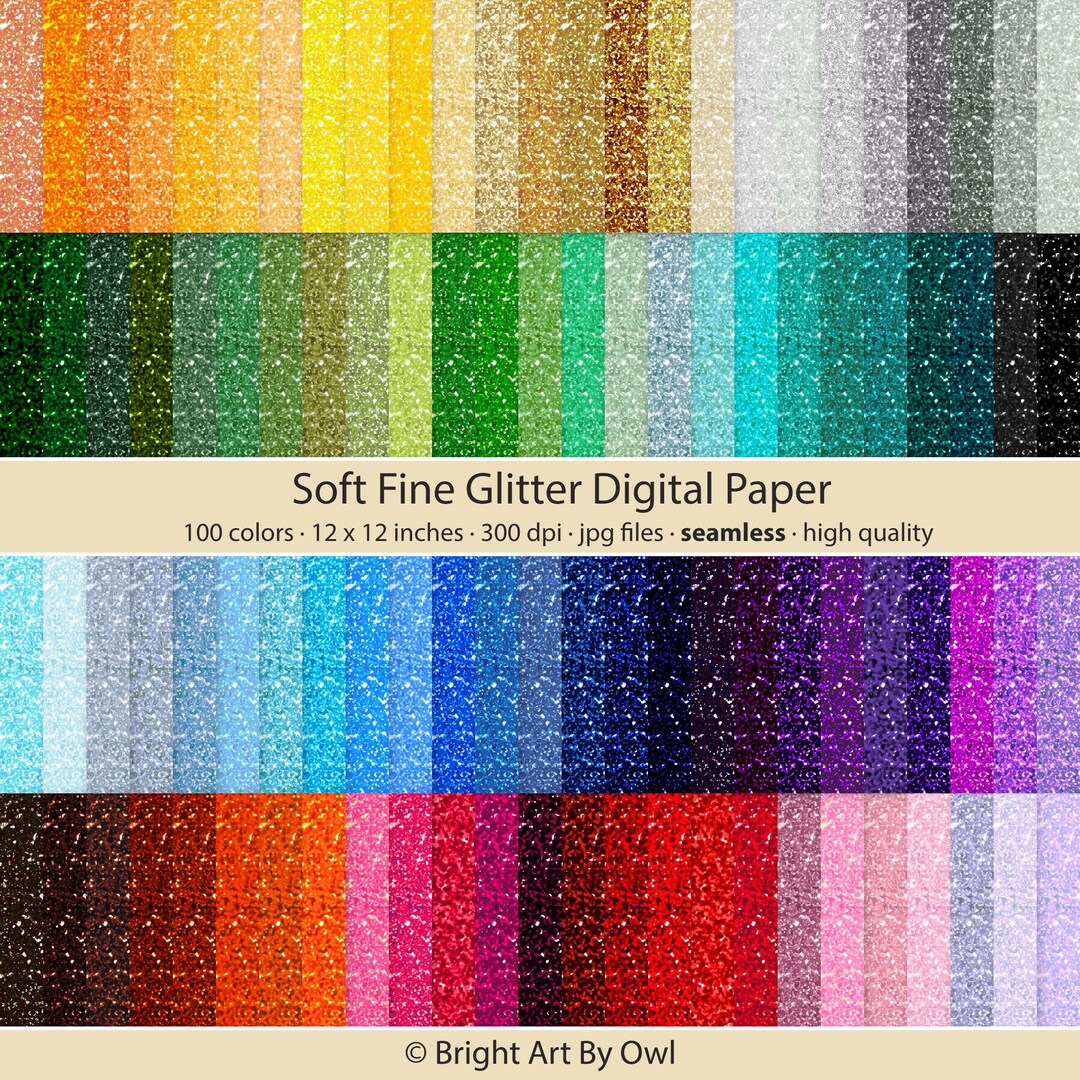 Rainbow Glitter Digital Paper 100 Colors, Fine Glitter Textures ...