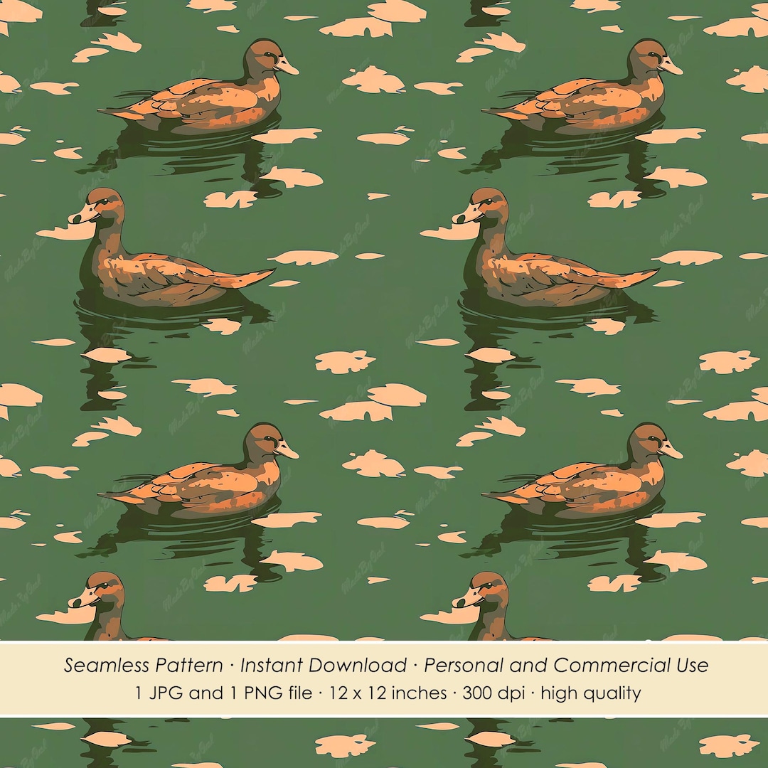 Mallard Duck Seamless Pattern, Duck Hunting Background, Repeat Seamless ...
