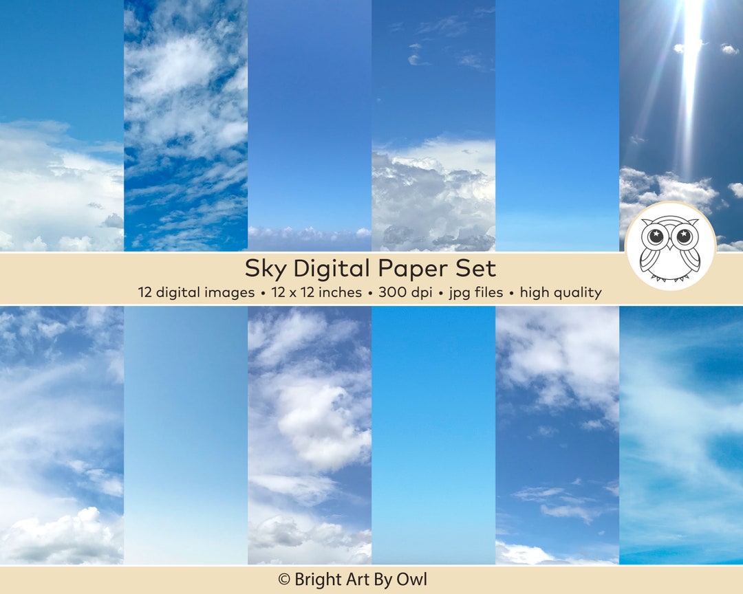 Blue Sky and Clouds Digital Papers, Sky Blue Photos, Digital ...