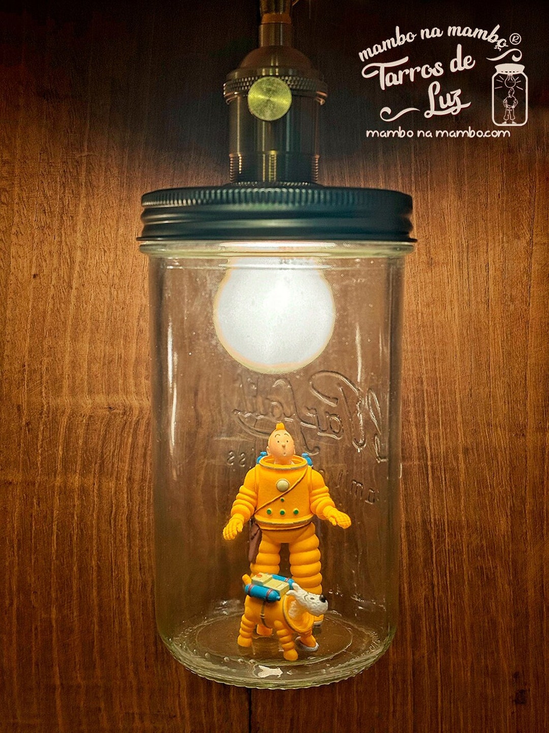Tintin and Snowy Moon Landing Light Jar Handmade for You, With Recycled ...