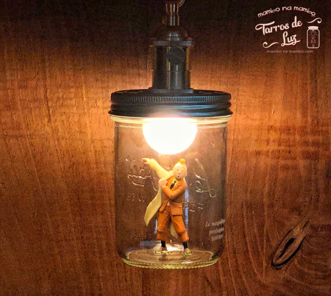 Tintin Light Jar Handmade for You From Recycled Materials - Etsy