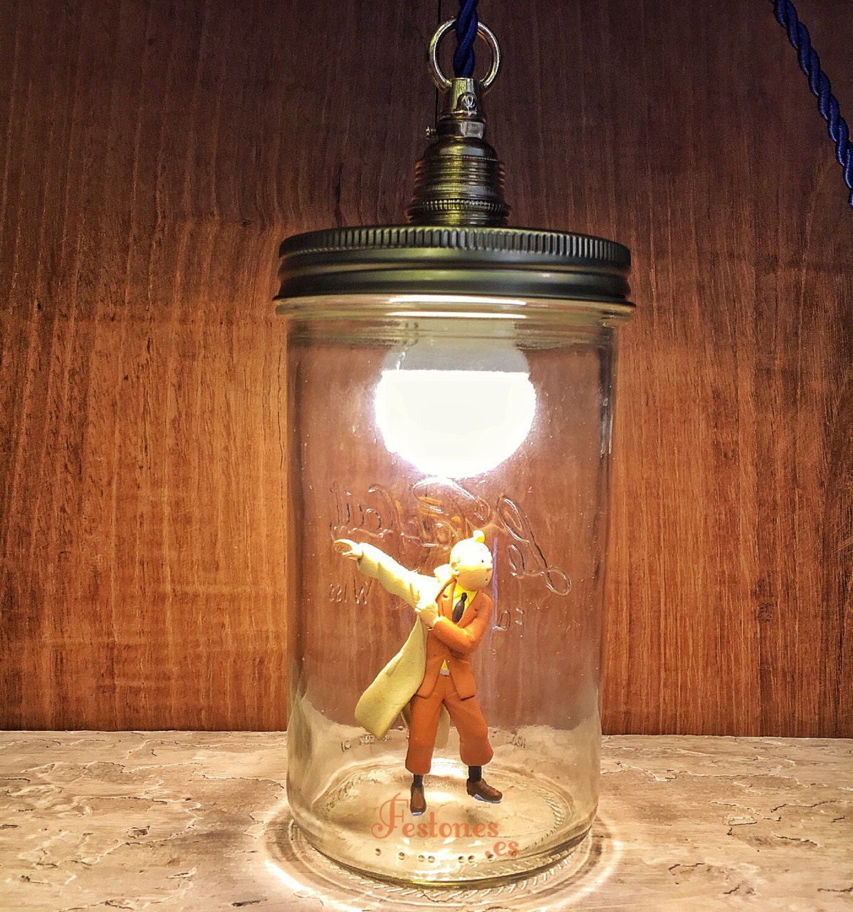 Tintin Light Jar Handmade for You From Recycled Materials - Etsy