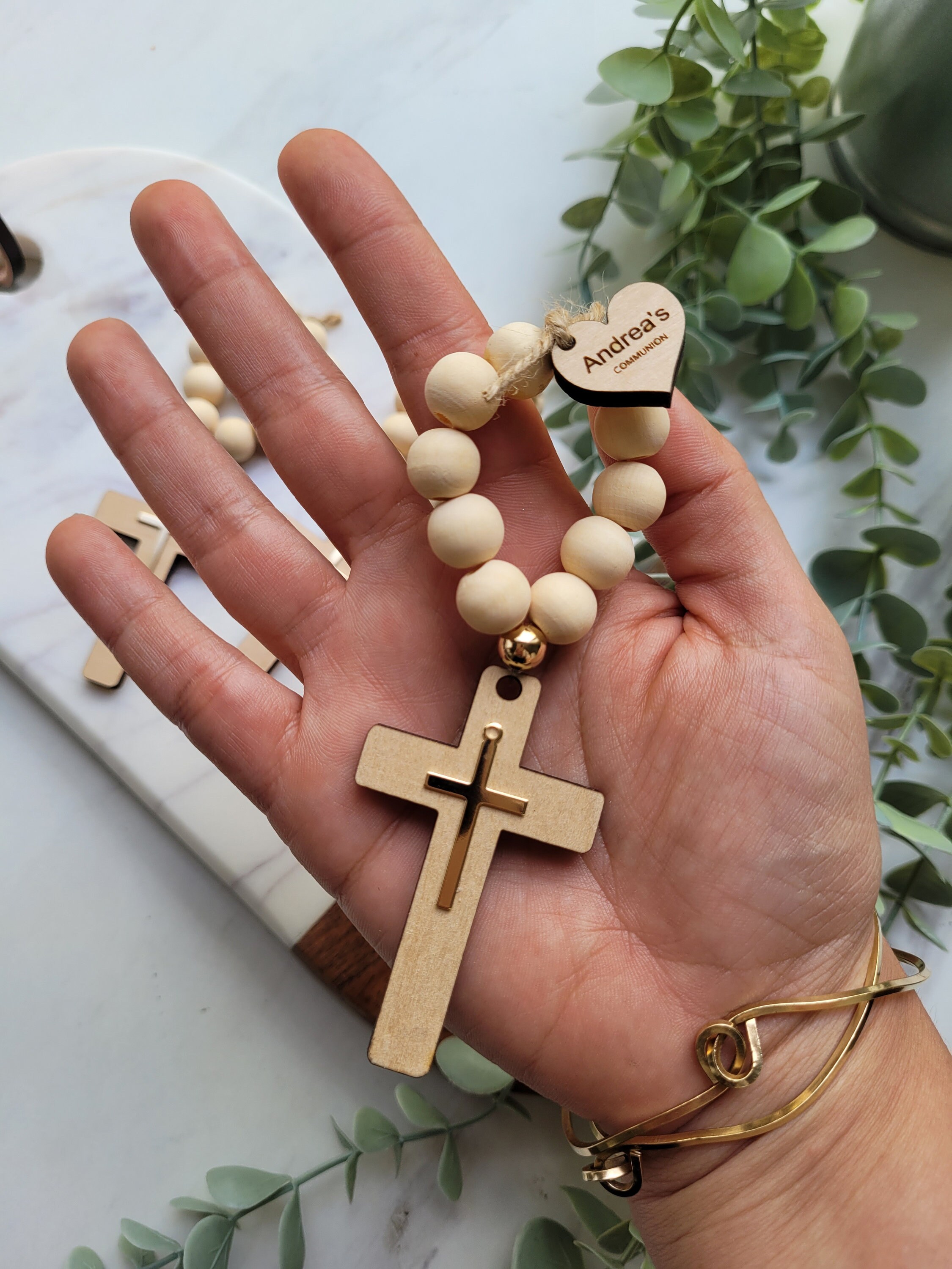 First Communion Favors, Wood Custom Rosaries, Personalized Mini Rosary ...