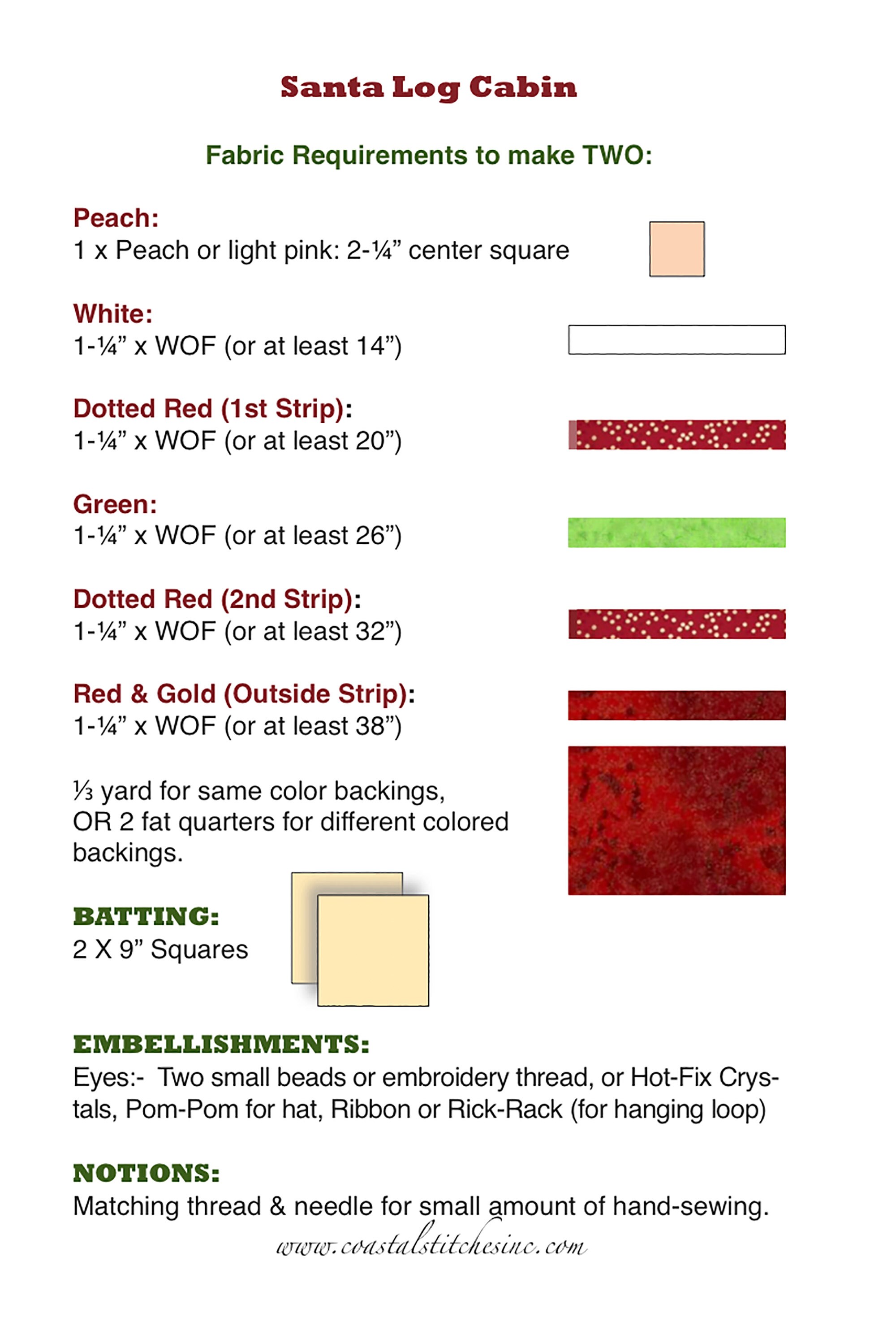 Santa Log Cabin Pattern DOWNLOADABLE | Etsy