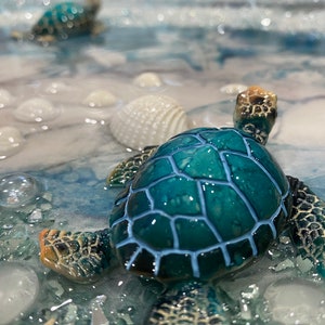 Mixed Media Resin Art, Ocean Themed "turtle Migration" With ...