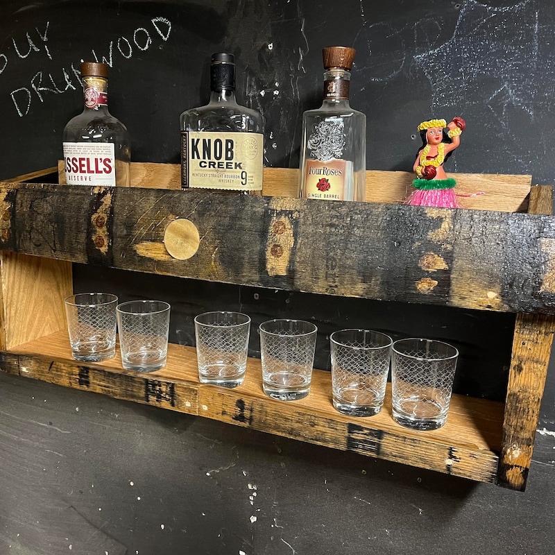 Bourbon Barrel Glass Shelf - Etsy