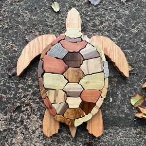 Handmade Mixed Woods Sea Turtle Wall Art, Coastal Decor - Etsy