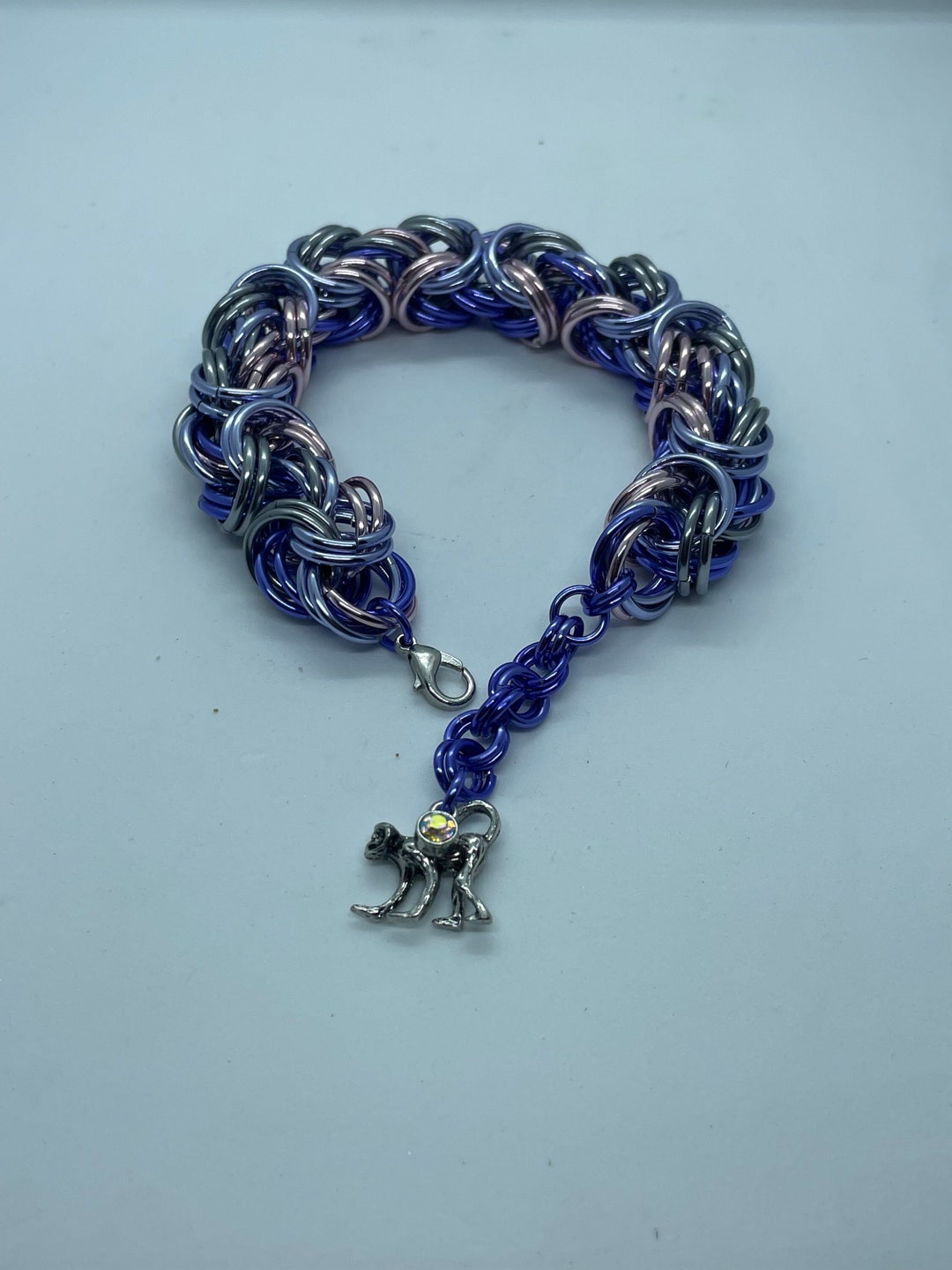 Chainmail Oversized Double Byzantine Weave With Monkey and Rhinestone ...