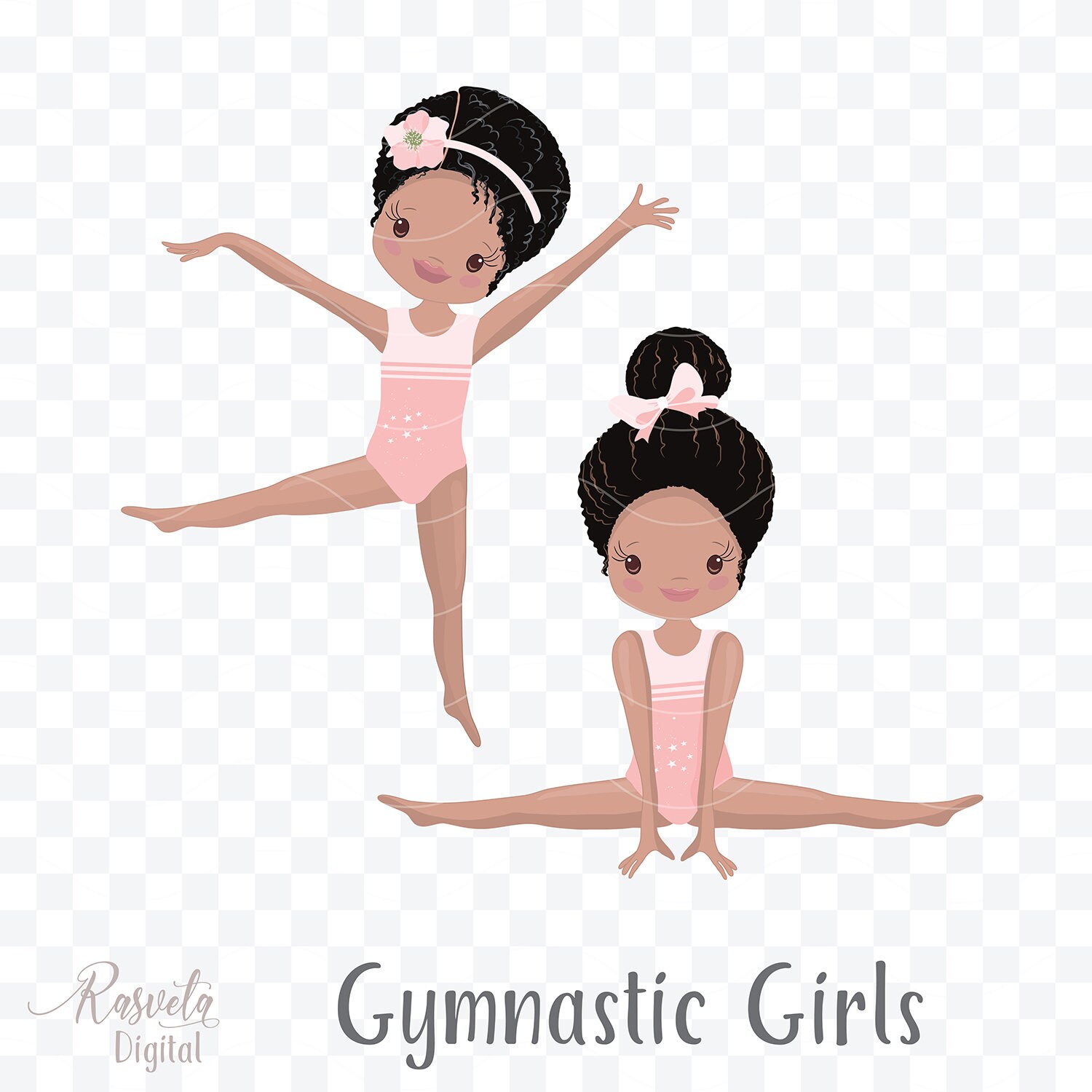 African American Girl GymBlack Characters Gymnastics Cute | Etsy