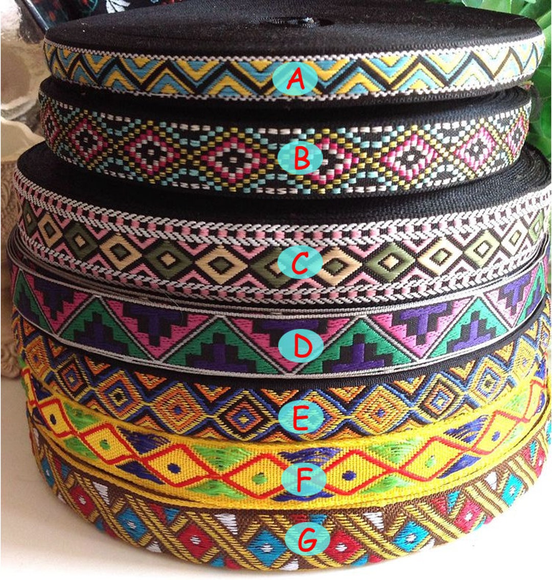 1 Yard Flower Woven Jacquard Ribbon, Trim Pattern Embroidery, Flower ...