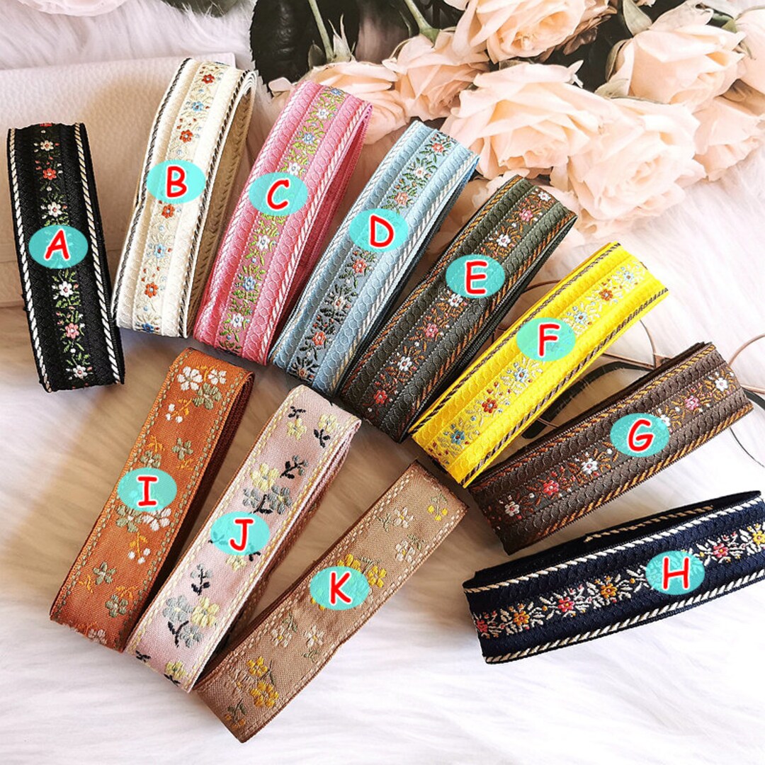 1 Yard Flower Woven Jacquard Ribbon, Trim Pattern Embroidery, Flower ...