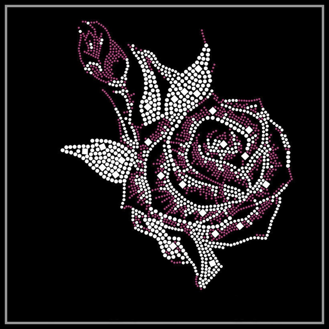 Rose Rhinestone Transfer, Iron on Hot Fix, Rhinestone Transfer Bling ...