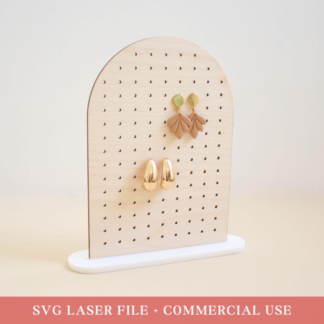 Modern Earring Display Stand SVG Laser Cut File, Pegboard Jewelry ...