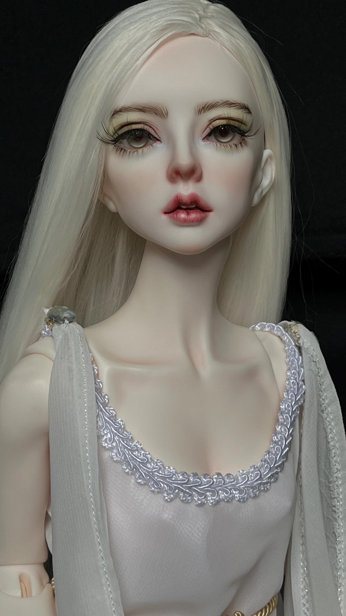 BJD SD Doll WHITE Alpaca Long Wig Doll Head 21cm - Etsy